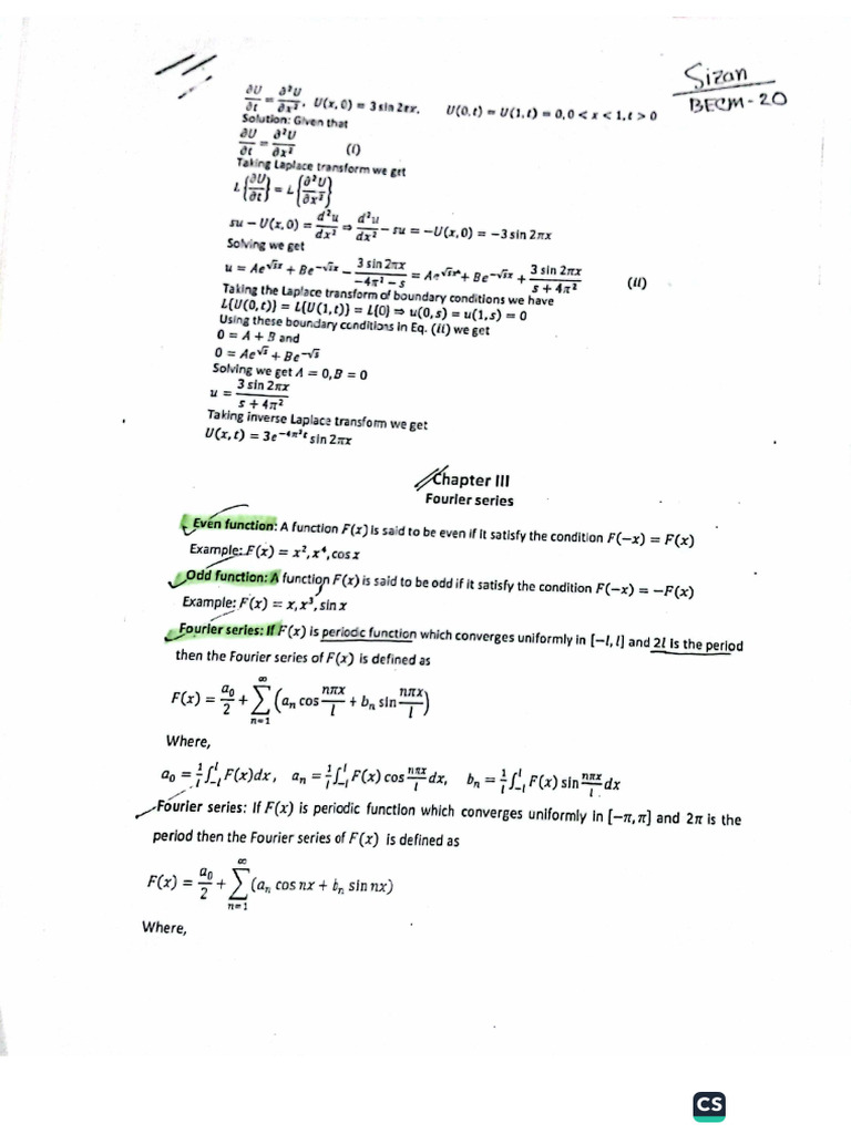 Fourier Series Sheet | PDF