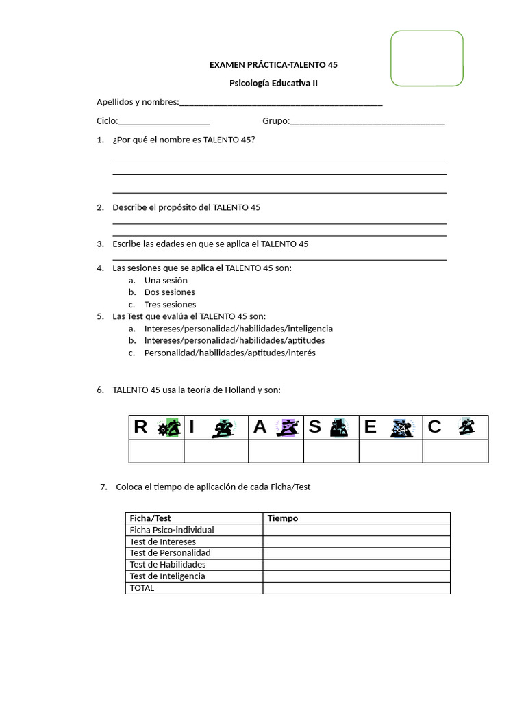 Examen-Talento 45 | PDF