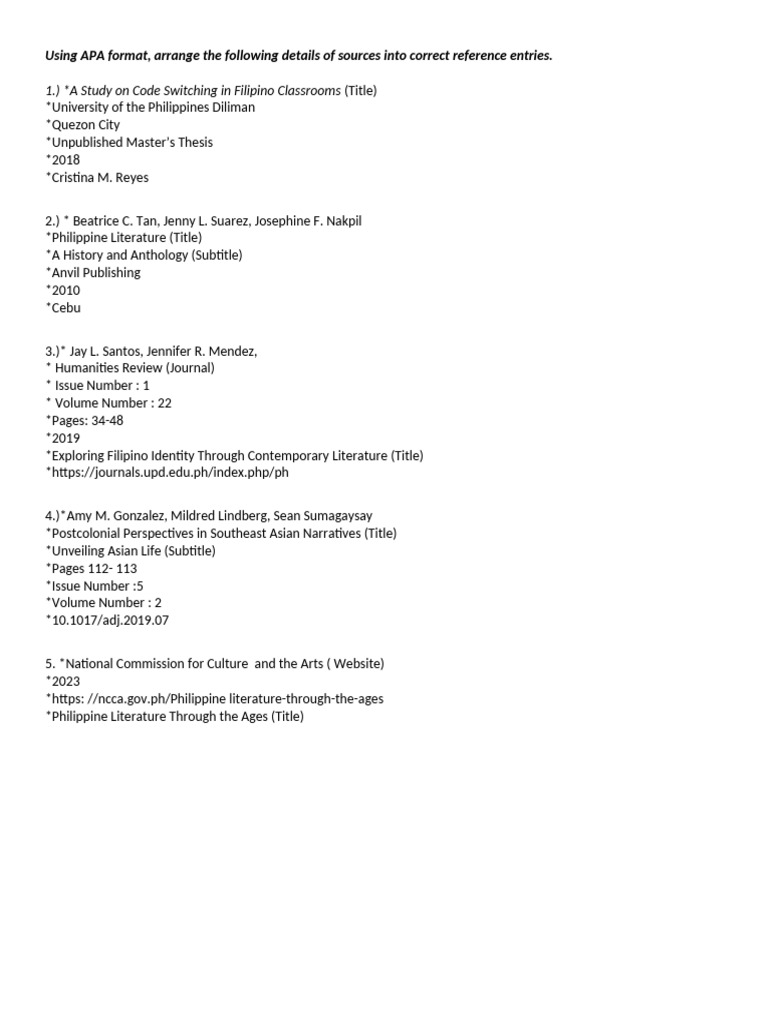 Activity Apa Referencing | PDF