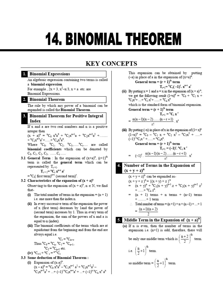 14 Binomial Theorem | PDF | Mathematical Analysis | Mathematical Objects