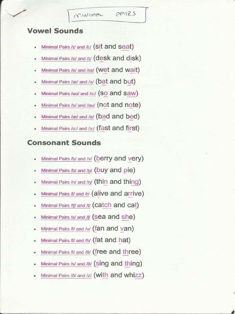 Minimal Pairs | PDF