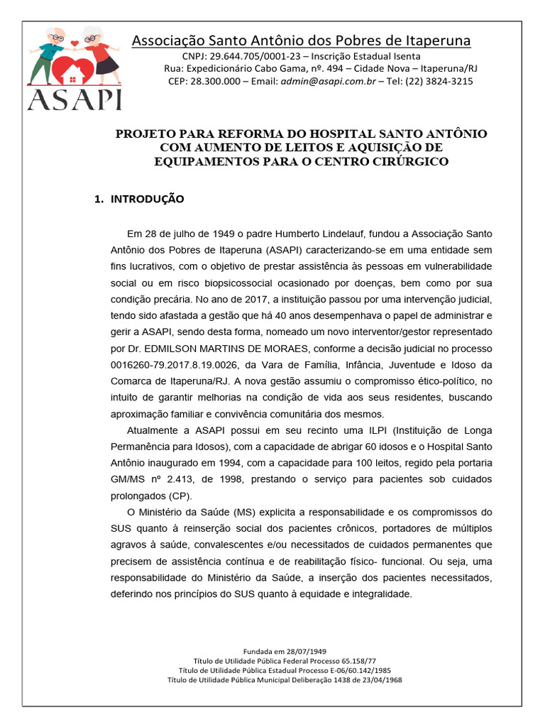 Reforma e Ampliação do Hospital Santo Antônio | PDF | Hospital | Brasil