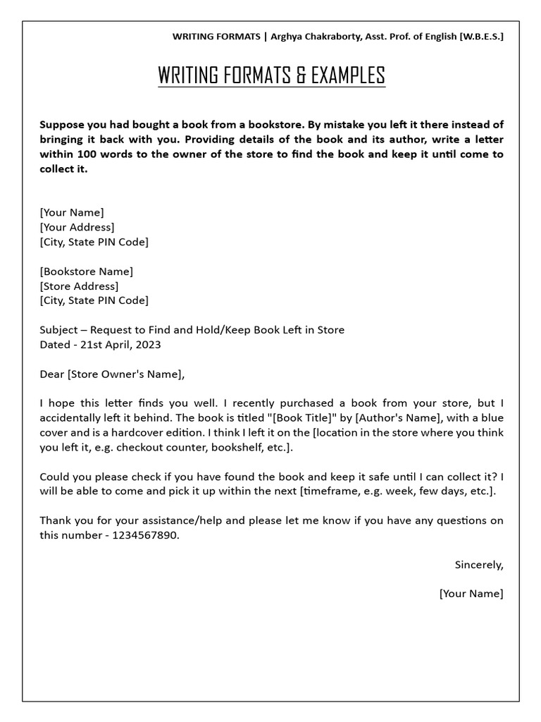 Writing Formats for Letters and Requests | PDF