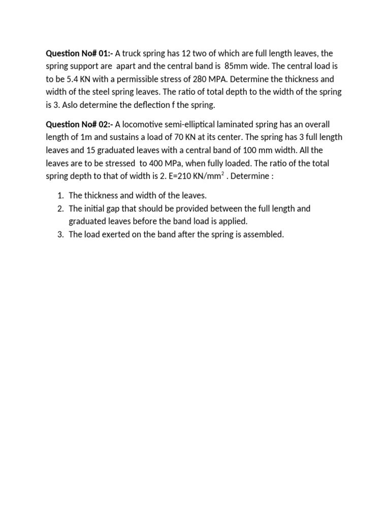 Truck and Locomotive Spring Design Calculations | PDF