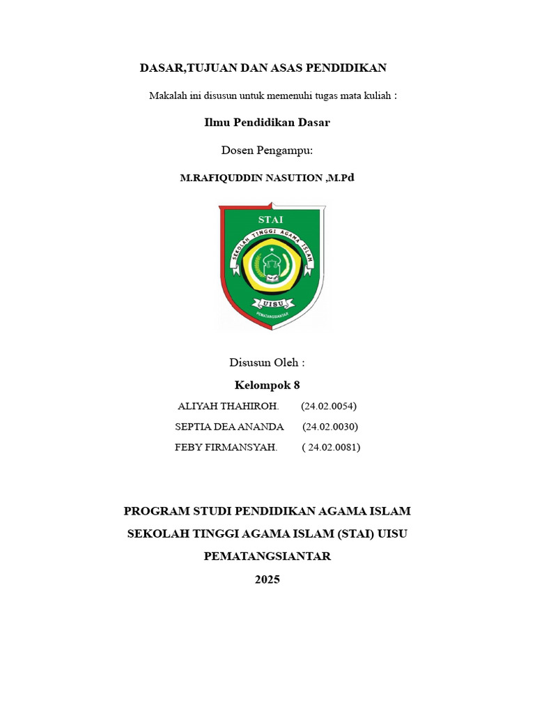 Dasar dan Tujuan Pendidikan Dasar | PDF
