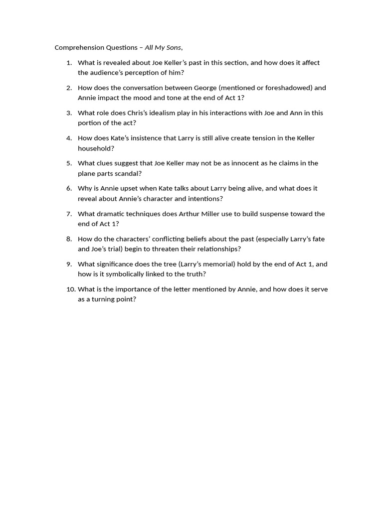 Comprehension Questions - Docx Last 20 Pages | PDF