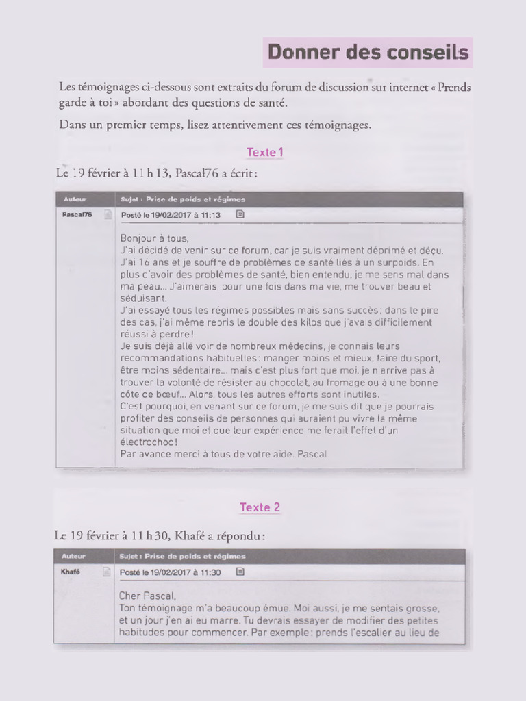 Donner Des Conseils (Production Écrite) | PDF