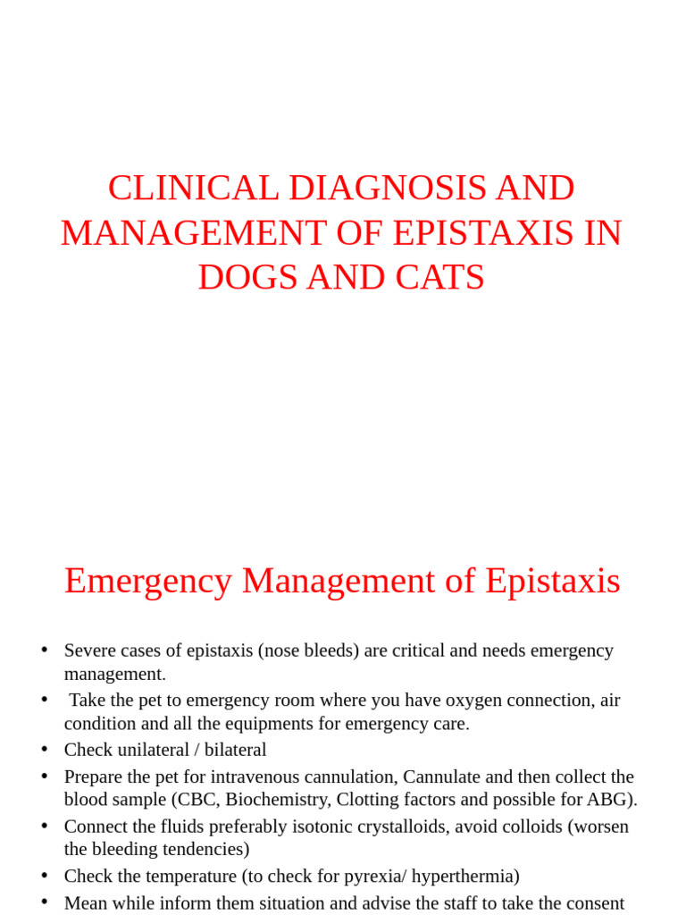 Epistaxis Management in Dogs and Cats | PDF | Coagulation | Platelet