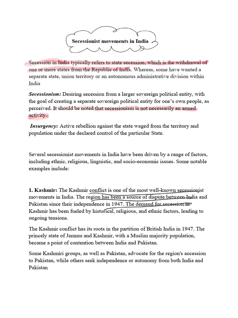 Secessionist Movements in India | PDF | Secession