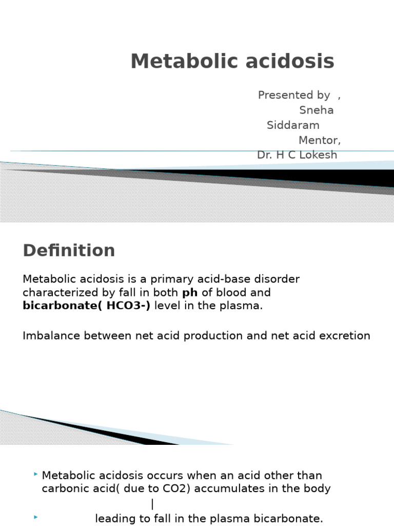 Understanding Metabolic Acidosis | PDF