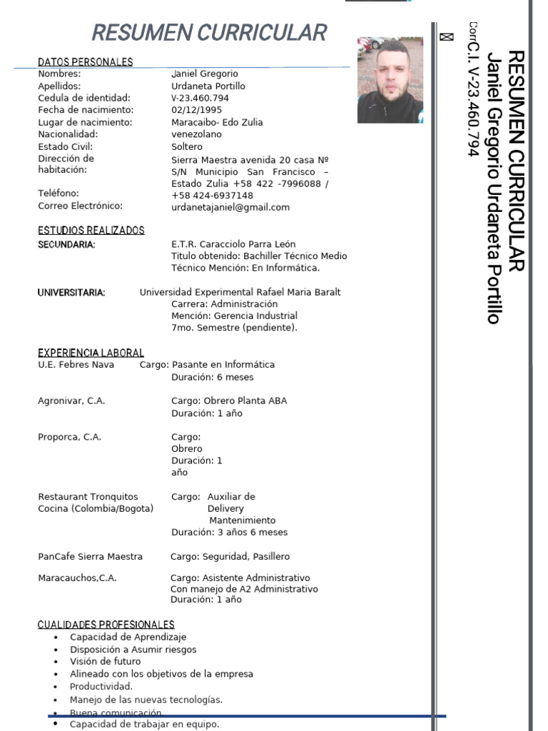 Janiel Urdaneta Currículum (1) | PDF
