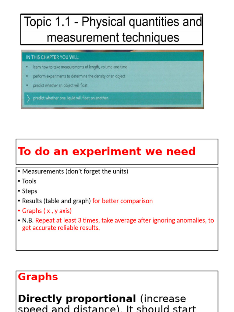 Experiment Guide: Measurements & Methods | PDF | Volume | Length