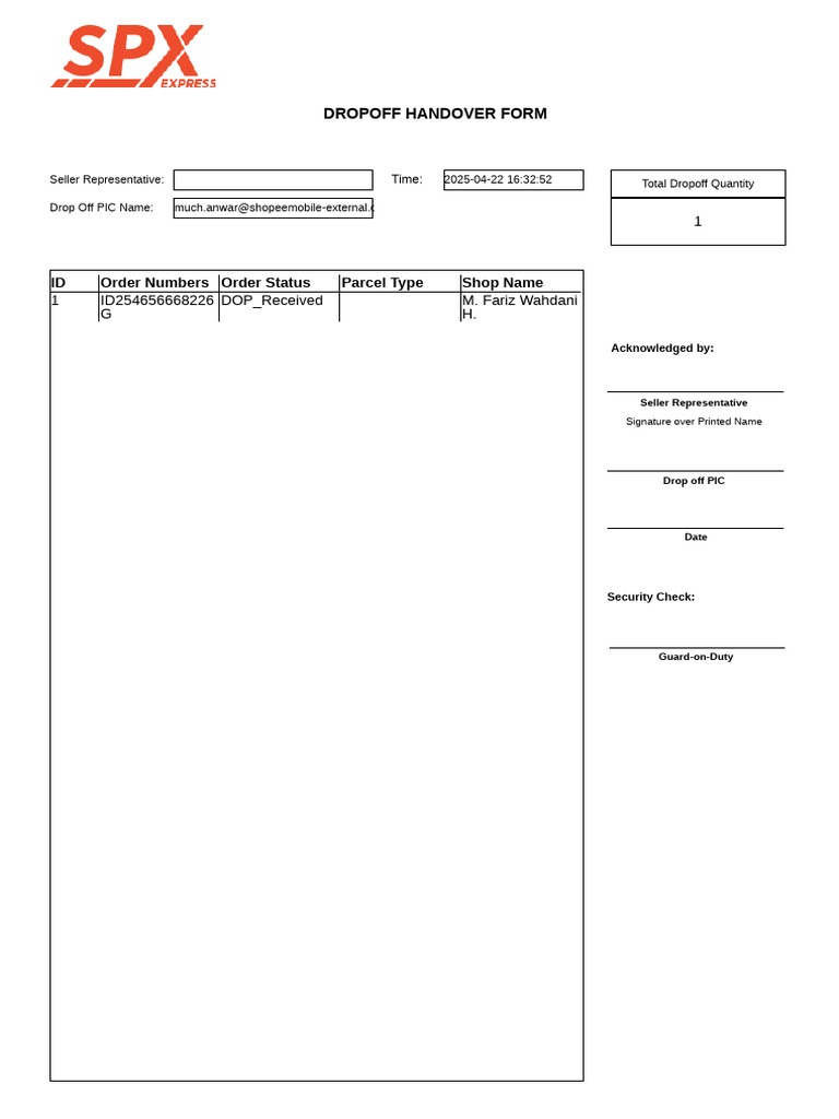 Drop Off Receipt 1745314421812 | PDF