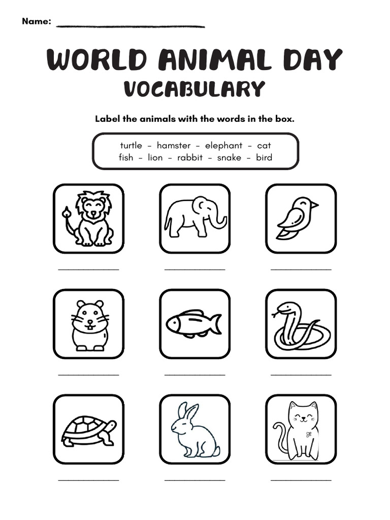 World Animal Day Vocabulary Activities | PDF