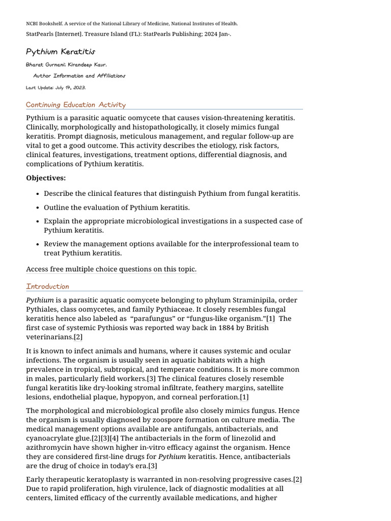 Pythium Keratitis: Diagnosis and Management | PDF | T Helper Cell ...