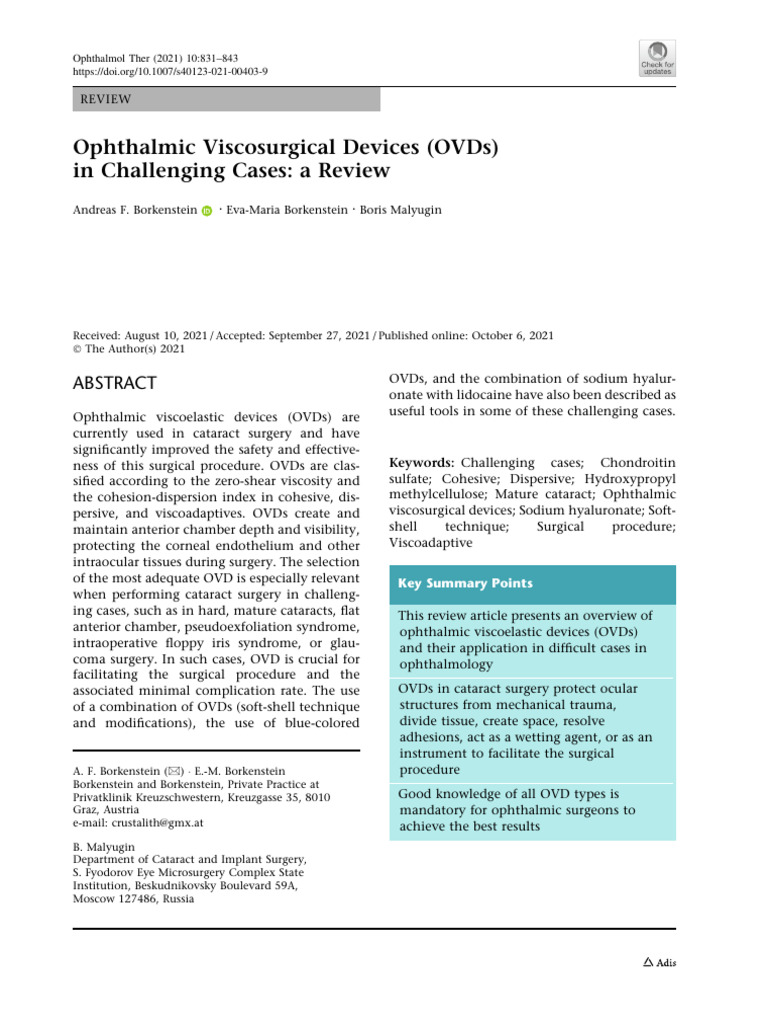 Visco Elastics | PDF | Human Eye | Ophthalmology