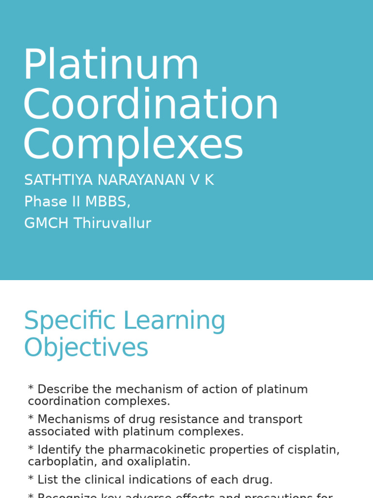 Platinum Coordination Complexes Presentation | PDF