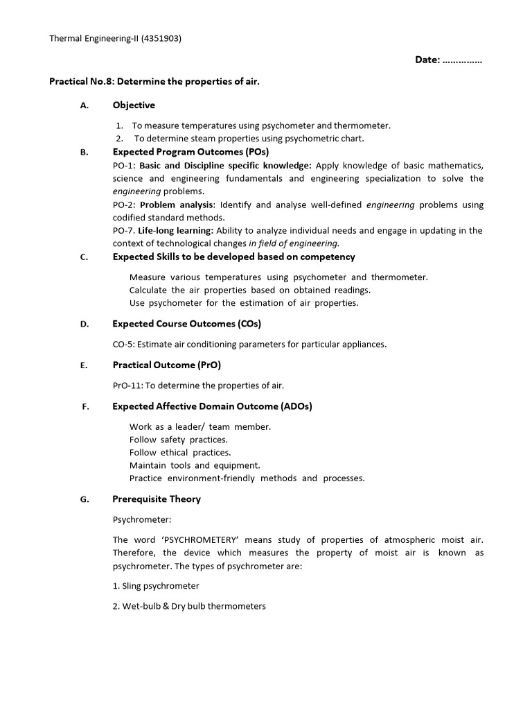 Properties of Air (Exp 8) | PDF | Humidity | Thermometer