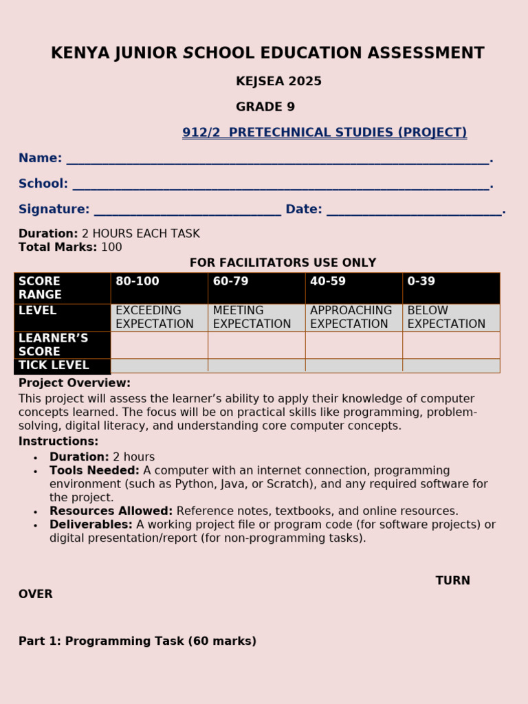 Grade 9 Pretechnical Studies Paper 2 Project | PDF | Computer Program ...