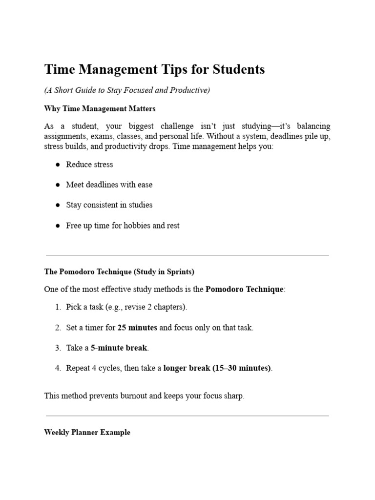 Essential Time Management Tips for Students | PDF
