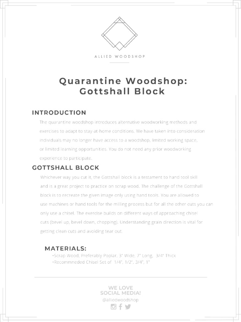 Quarantine Woodshop: Gottshall Block | PDF