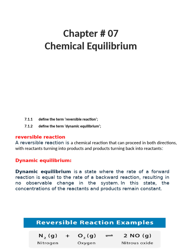 Chemical Equilibrium | PDF | Chemical Equilibrium | Chemical Reactions