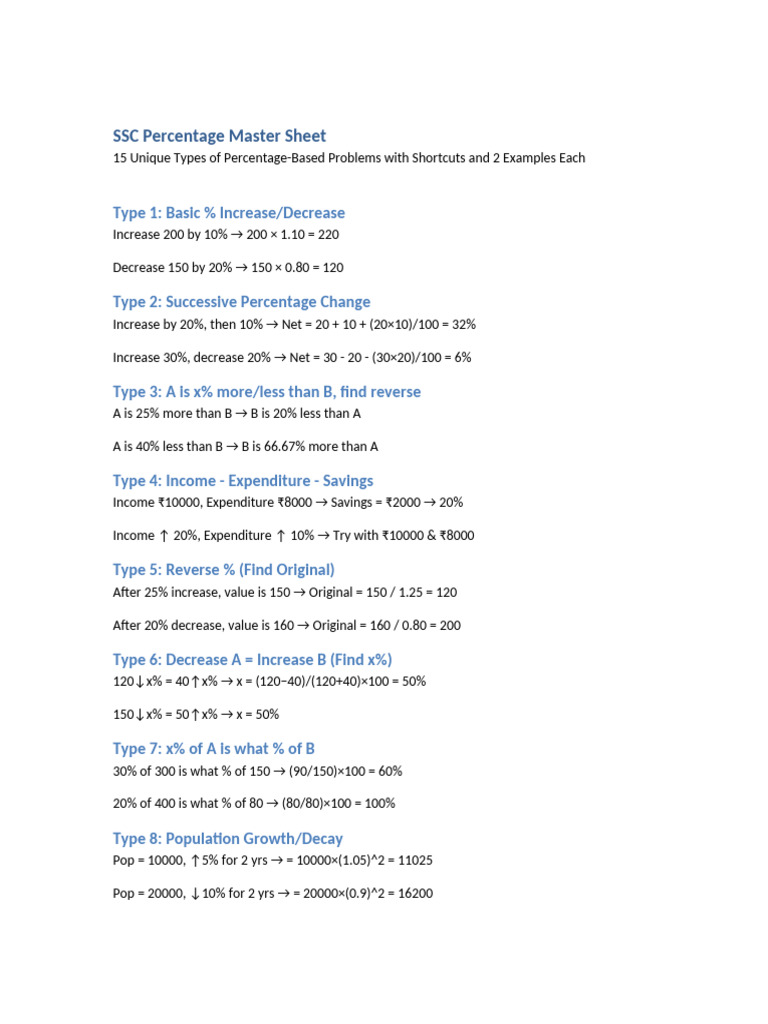 Mastering Percentage Problems Guide | PDF