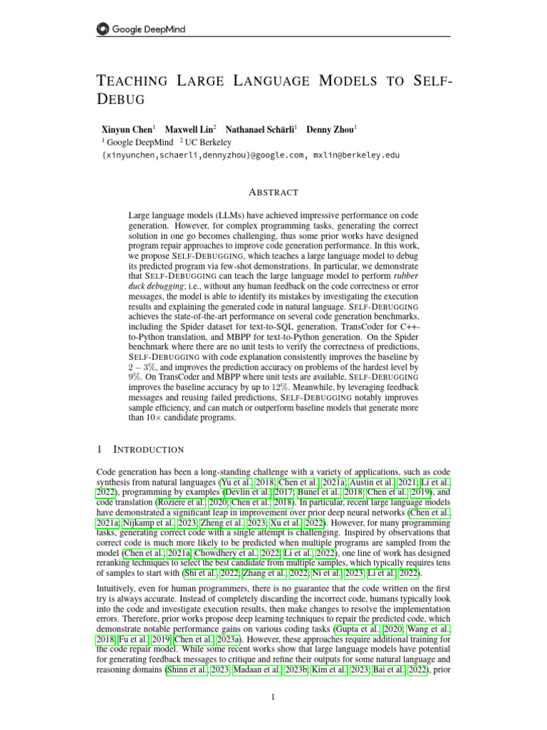 Teaching Large Language Models To Self-Debug | PDF | Debugging | Sql