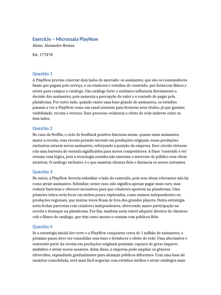 Exercicio PlayNow Alexandre Hemza | PDF | Netflix