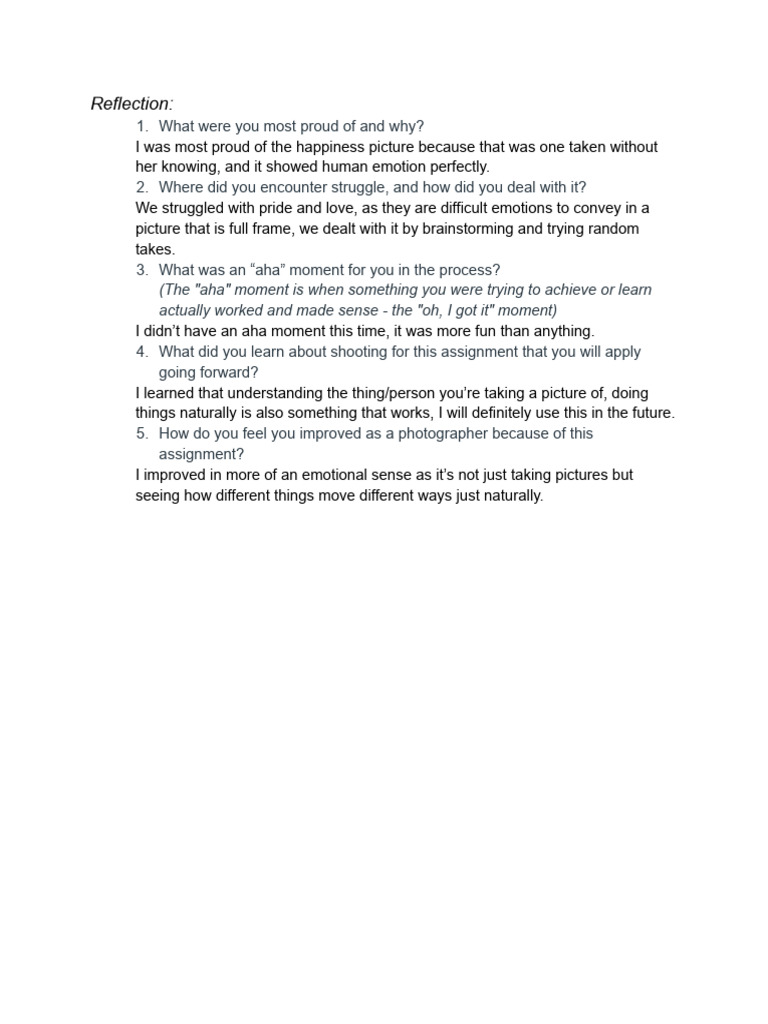 11 - 9 Reflection and Comments | PDF