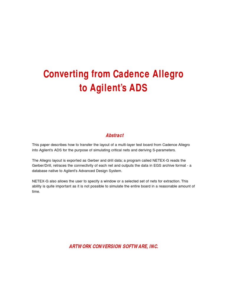 Converting From Cadence Allegro To Agilent ADS | PDF | Printed Circuit Board | File Format