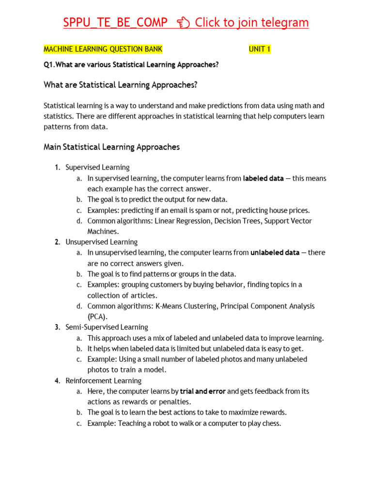 ML INSEM IMP by Chatgpt | PDF | Machine Learning | Principal Component ...