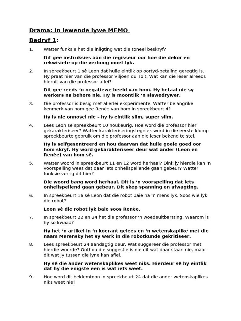 In Lewende Lywe MEMO | PDF