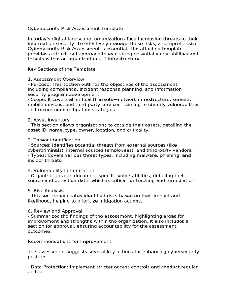 Cybersecurity Risk Assessment Template | PDF | Security | Computer Security