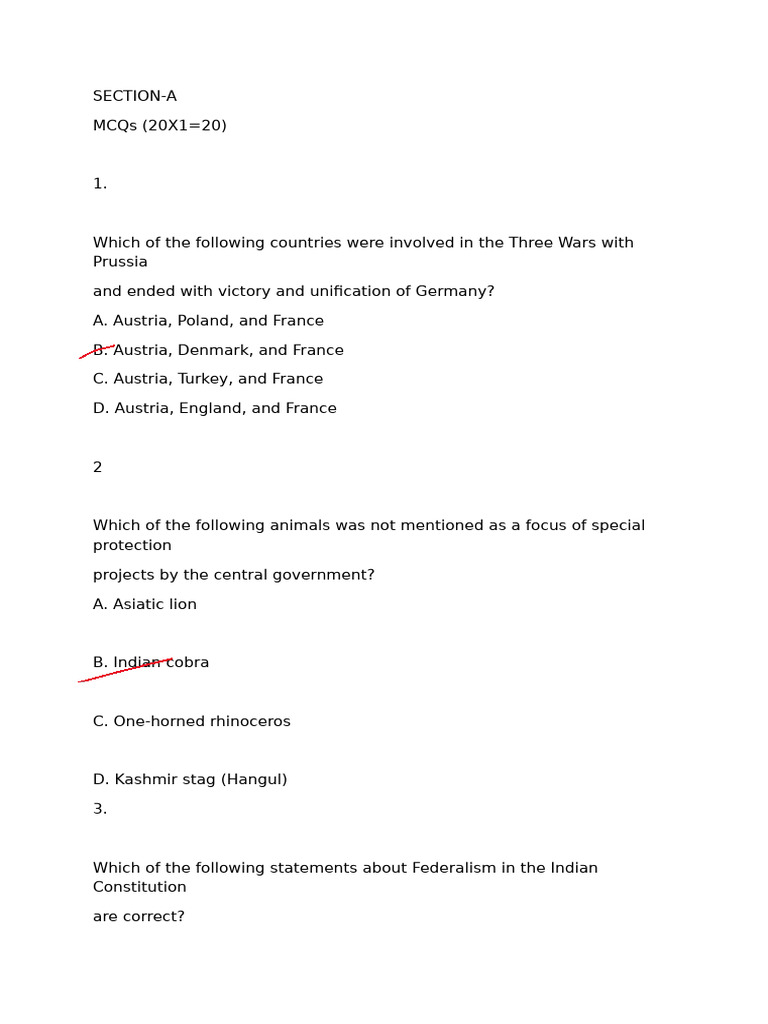 Sample MCQ Paper for Students | PDF