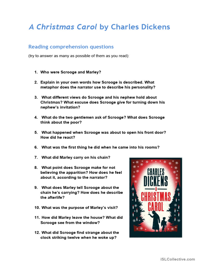 A Christmas Carol: Comprehension Guide | PDF | Ebenezer Scrooge | A ...
