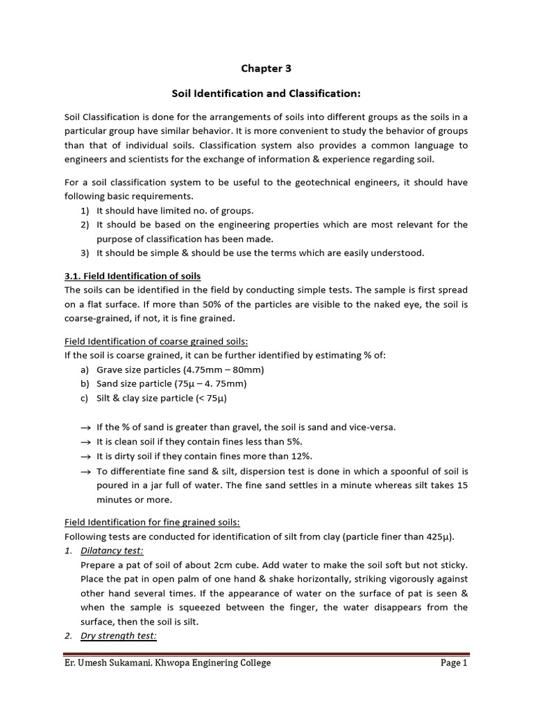 Soil Identification & Classification | PDF | Sand | Silt