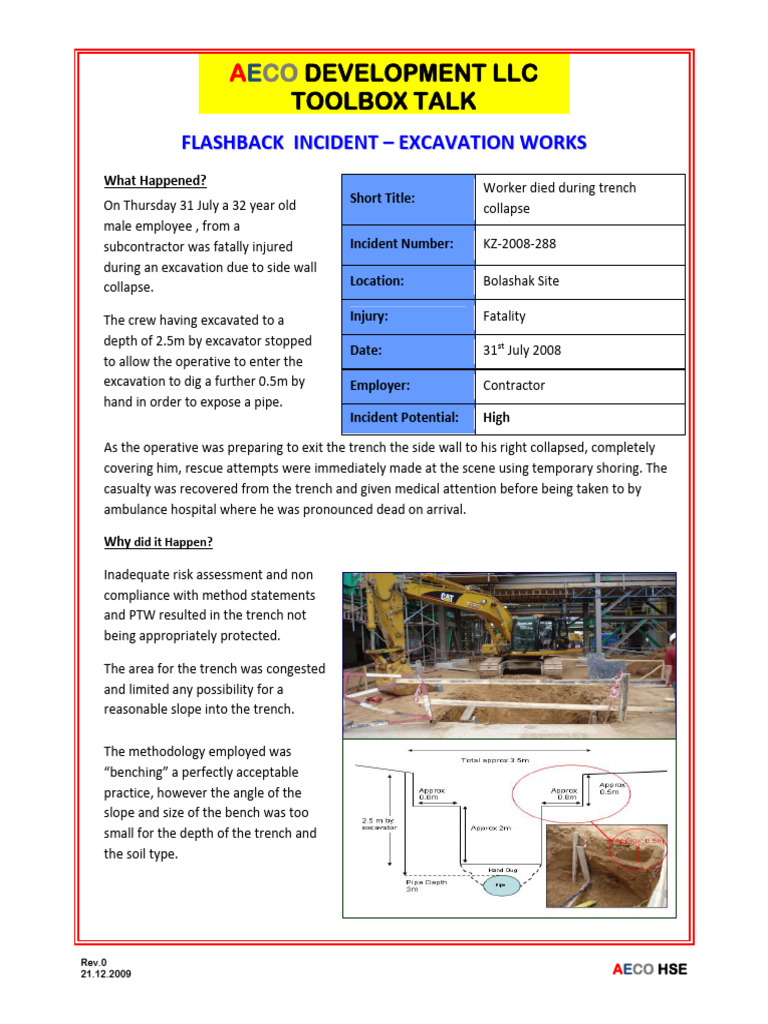 Flashback Incident Excavation Works ENG | PDF | Occupational Safety And ...
