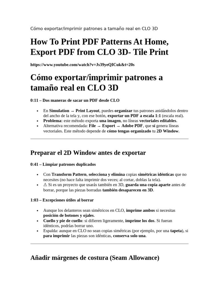Exportar Patrones en CLO 3D a PDF | PDF | Diseño de comunicacion ...