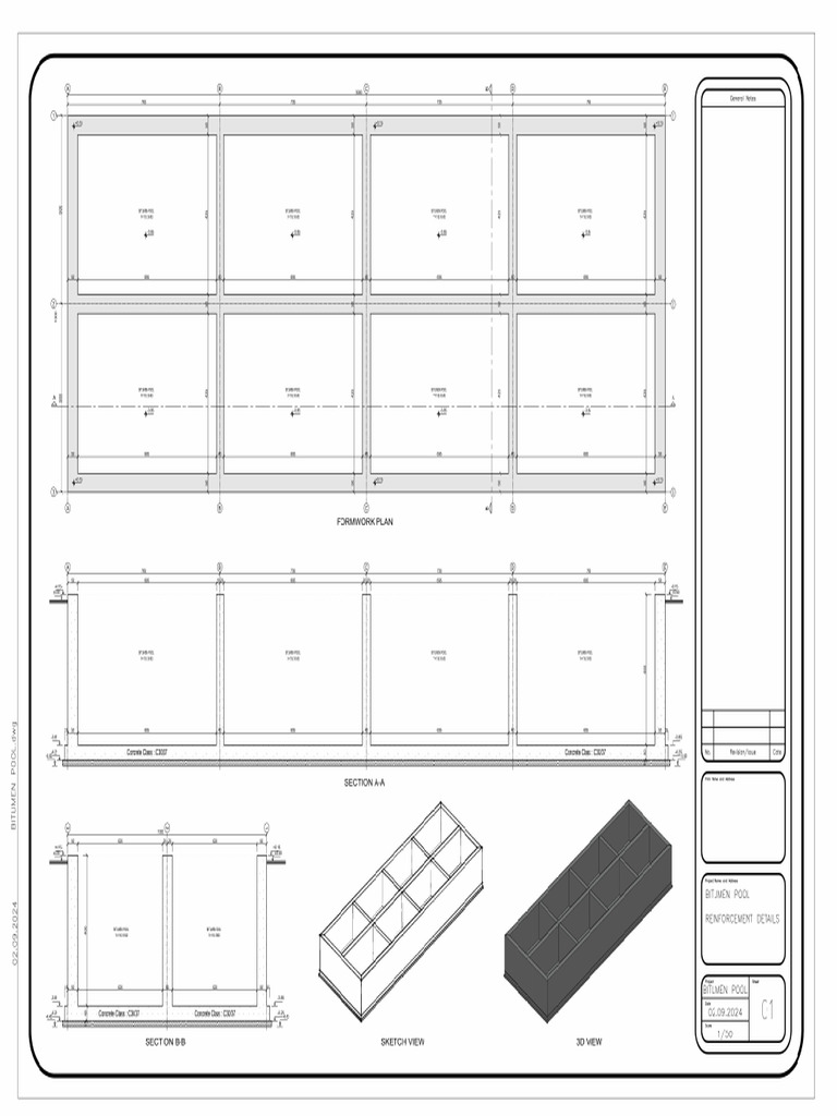 Bitumen Pool Plan and Reinforcement Details | PDF