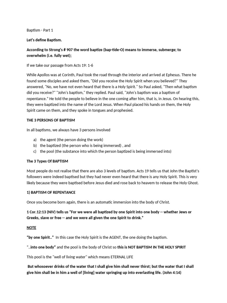 Understanding Baptism: Types and Significance | PDF | Baptism | Baptism ...
