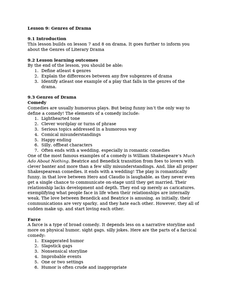 Overview of Drama Genres | PDF | Tragedy | Theatre