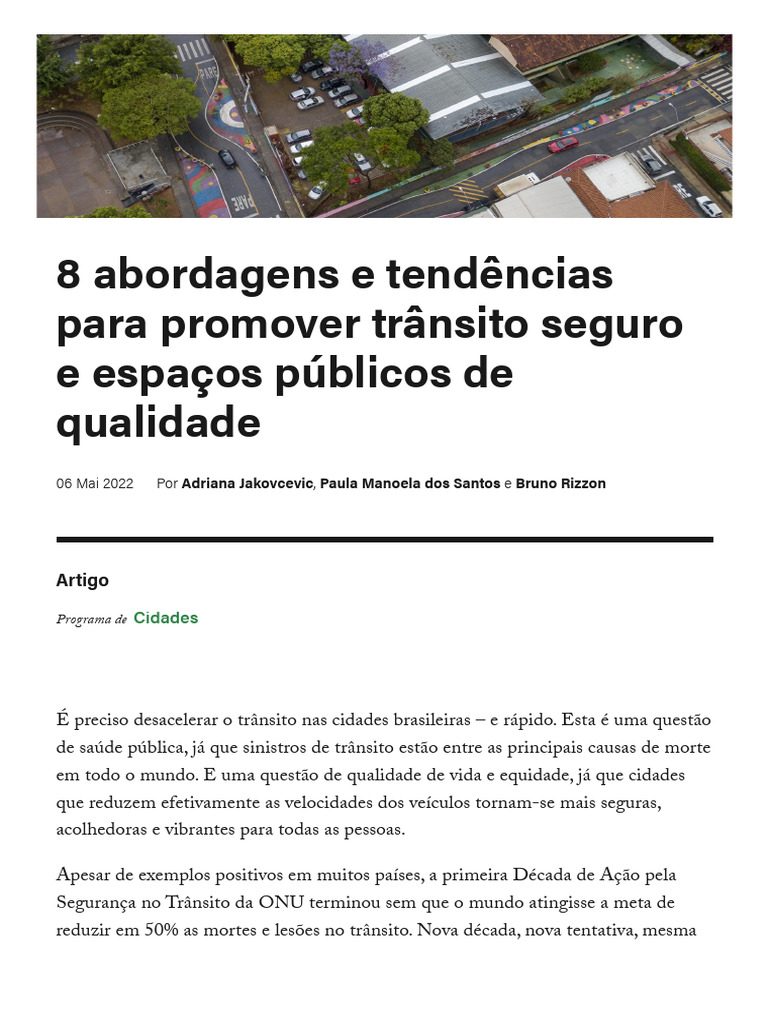 8 Estratégias para Trânsito Seguro e Urbano | PDF | Tráfego | Cidade