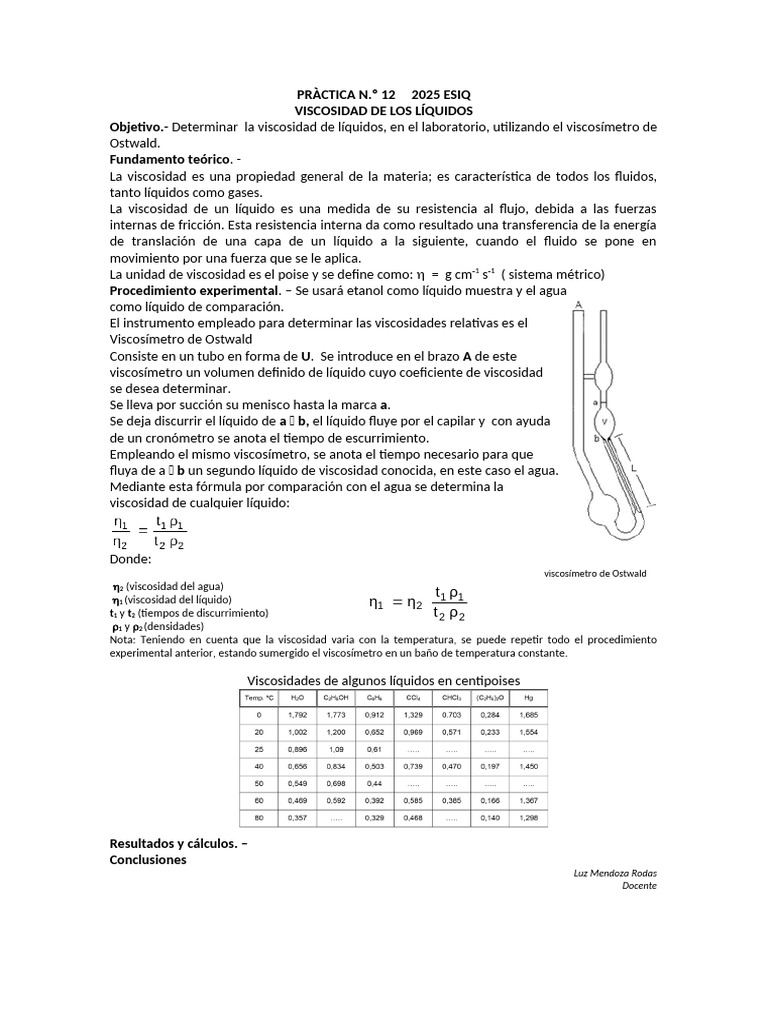 Viscosidad de Los Líquidos Pràctica #12 | PDF