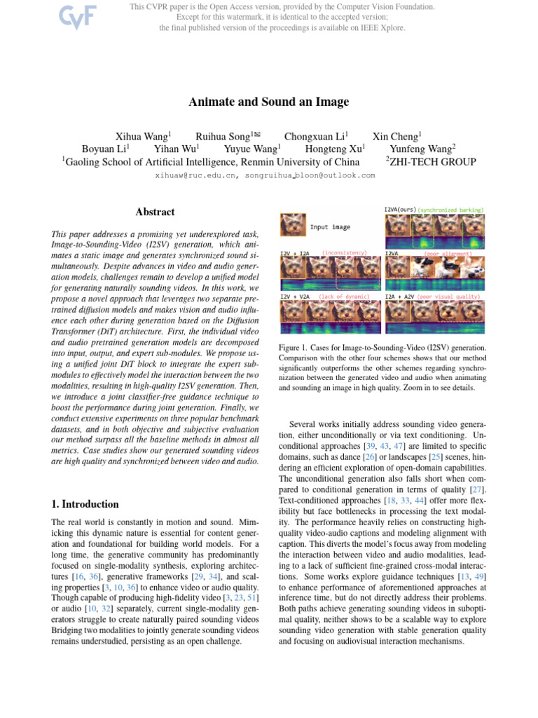 Wang Animate and Sound An Image CVPR 2025 Paper | PDF | Applied Mathematics