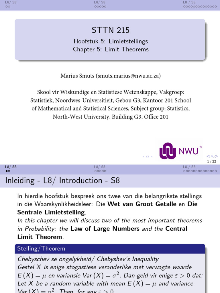 Limit Theorems in Probability Theory | PDF | Variance | Mathematical ...