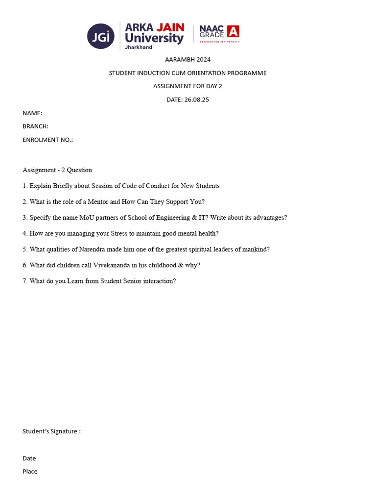 Assignment Format - B.TCH and M.TCH Sip1 | PDF