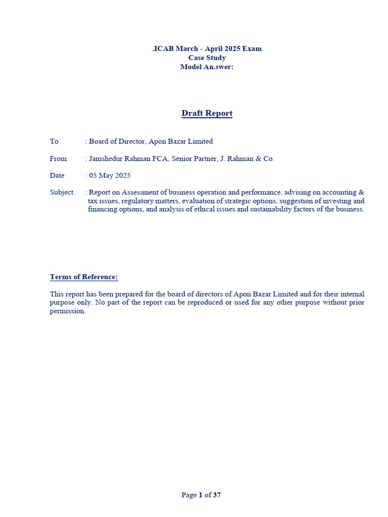 Apon Bazar Limited Business Assessment Report | PDF | Corporate Social ...