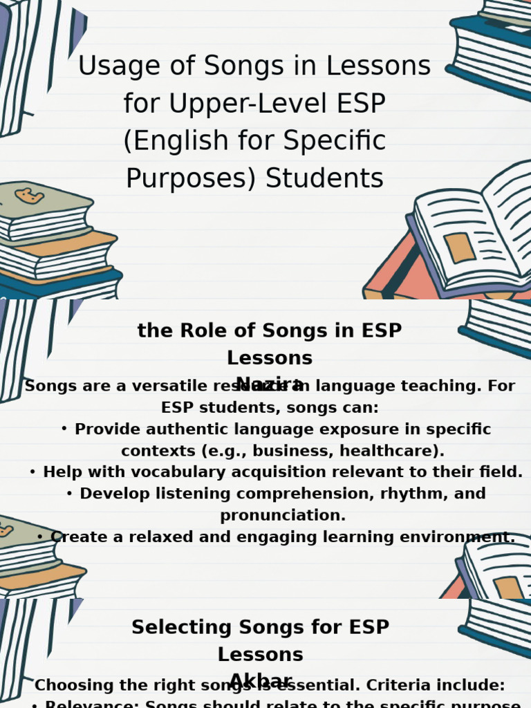 Usage of Songs ESP Students | PDF | Learning | Vocabulary