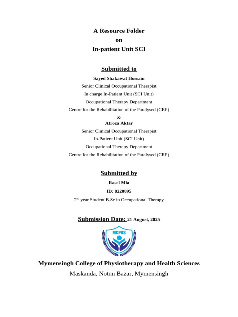 In-Patient Unit SCI Resource Folder | PDF